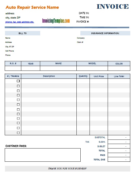 13 Free Sample Auto Repair Estimate Templates Printable Samples