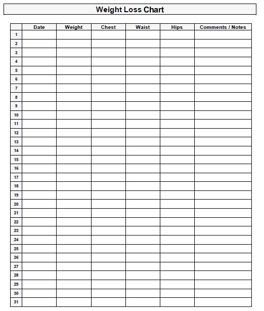 13 Free Sample Weight Loss Log Templates Printable Samples