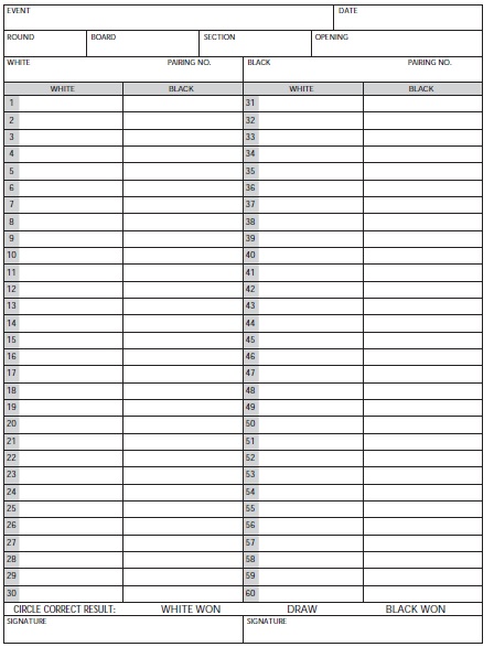 13 Free Sample Chess Score Sheet Templates - Printable Samples