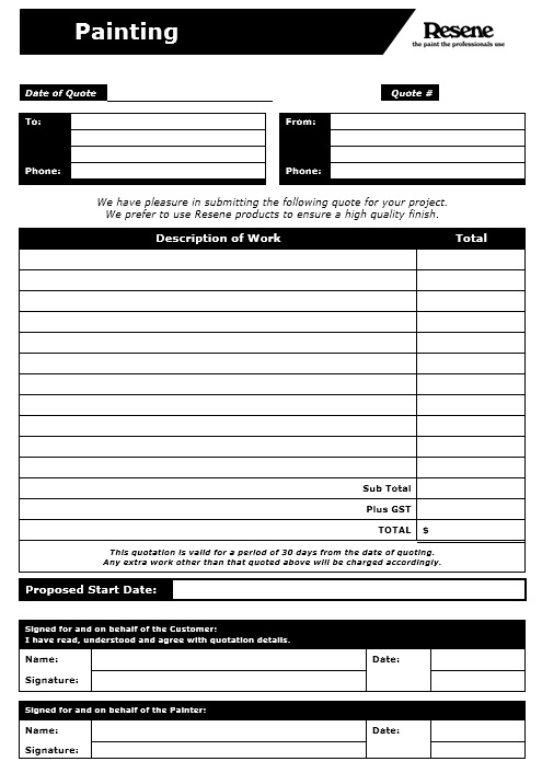 Free Printable Paint Estimate Forms Printable Forms Free Online