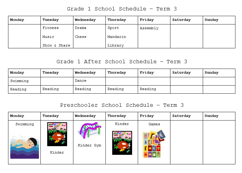 Activity Schedule Template Activity Schedule Template