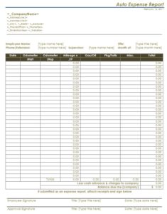 13 Free Sample Auto Expense Report Templates - Printable Samples