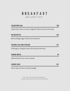 Editable Breakfast Menu Designs & Templates - Printable Samples