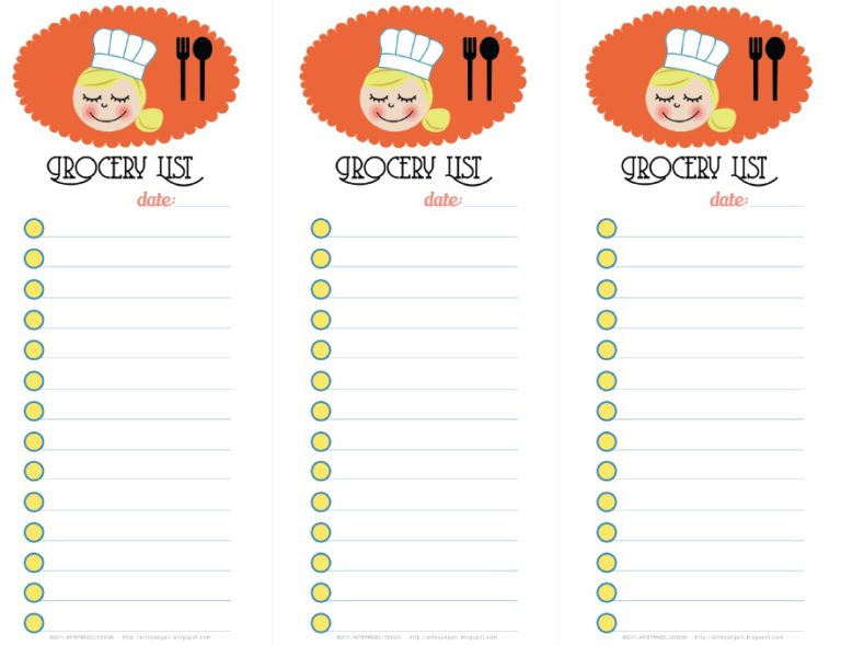 13 Free Food Shopping List Templates - Printable Samples