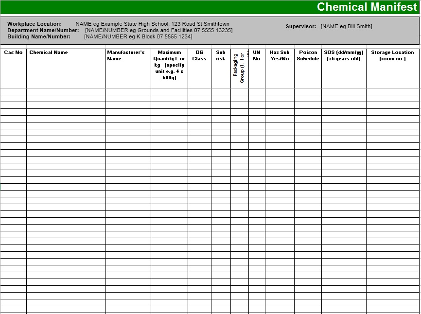 13 Free Sample Chemical Inventory List Templates - Printable Samples