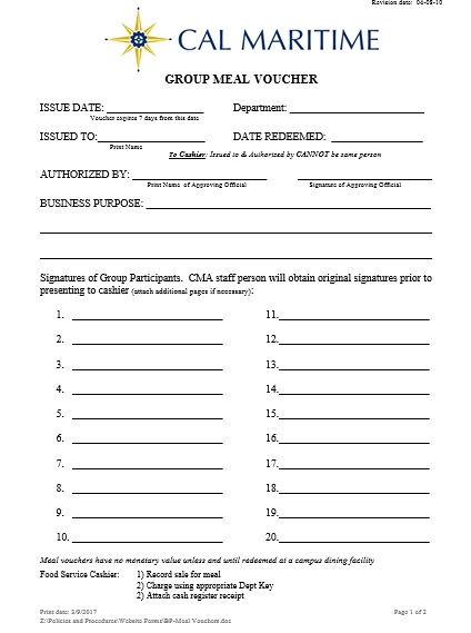 7 Free Sample Meal Voucher Templates - Printable Samples