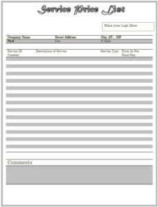13 Free Sample Service Price List Templates - Printable Samples
