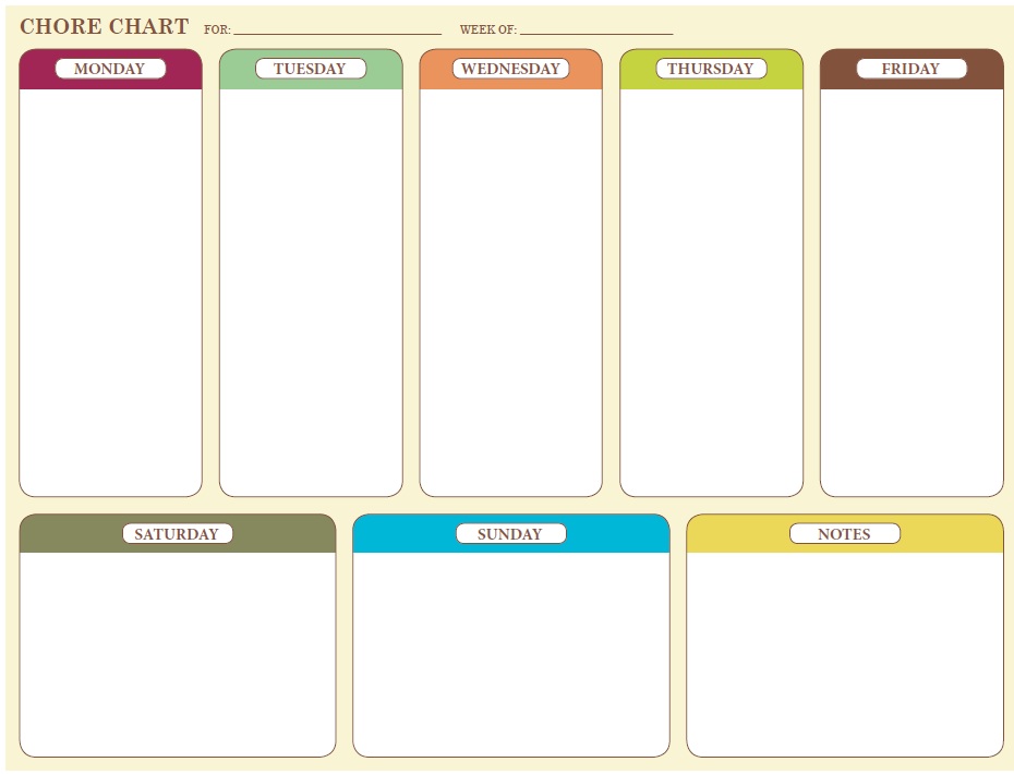 13 Free Sample Weekly Chore List Templates - Printable Samples