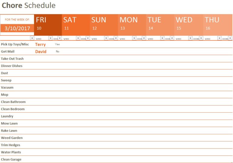 Weekly Chore List - Free Printable Templates
