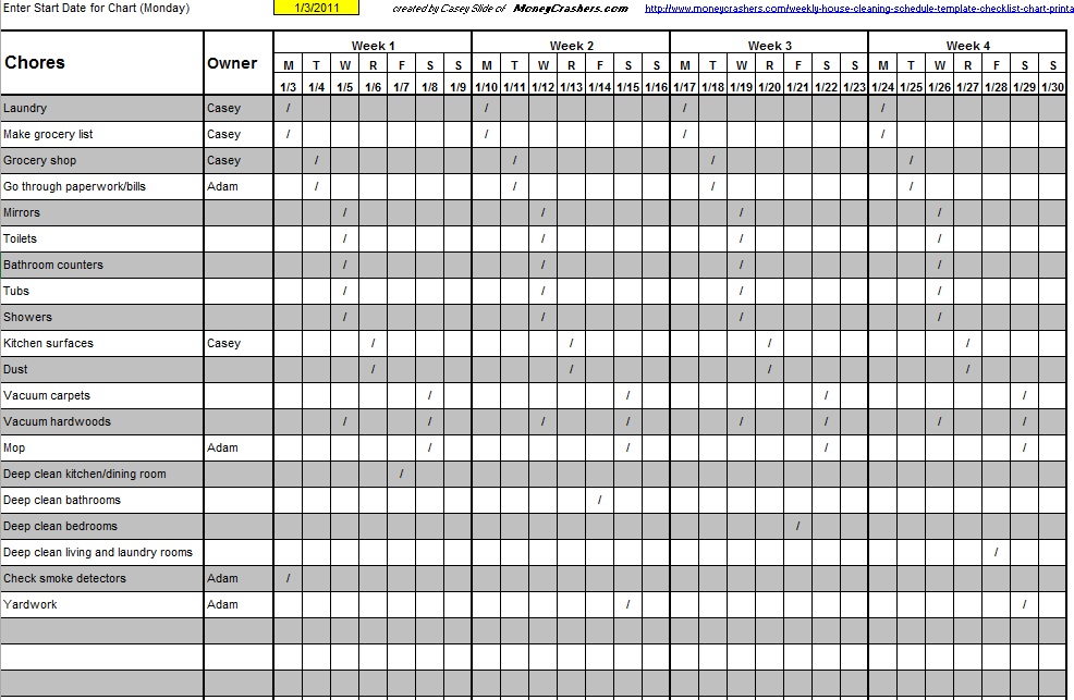 12 Free Sample Household Chores List Templates - Printable Samples
