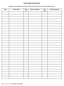 9 Free Sample Child Care Attendance Sheet Templates - Printable Samples