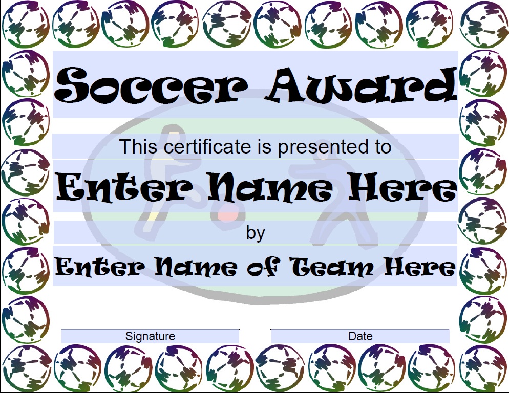 13 Free Sample Soccer Certificate Templates - Printable Samples