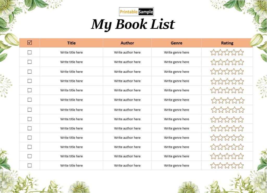 10 Free Booklist Templates - Printable Samples
