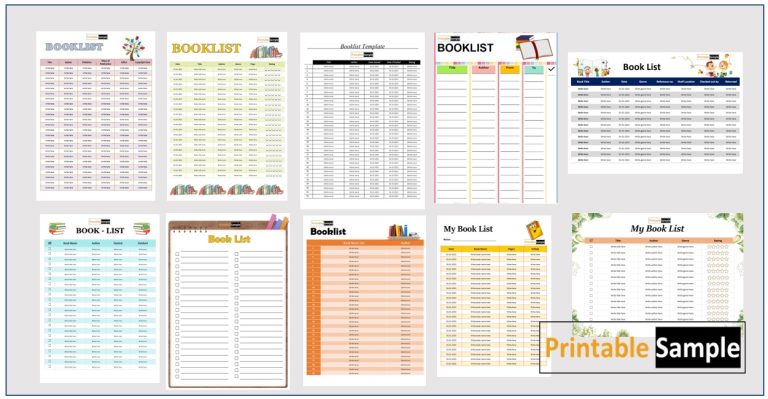 10 Free Booklist Templates - Printable Samples