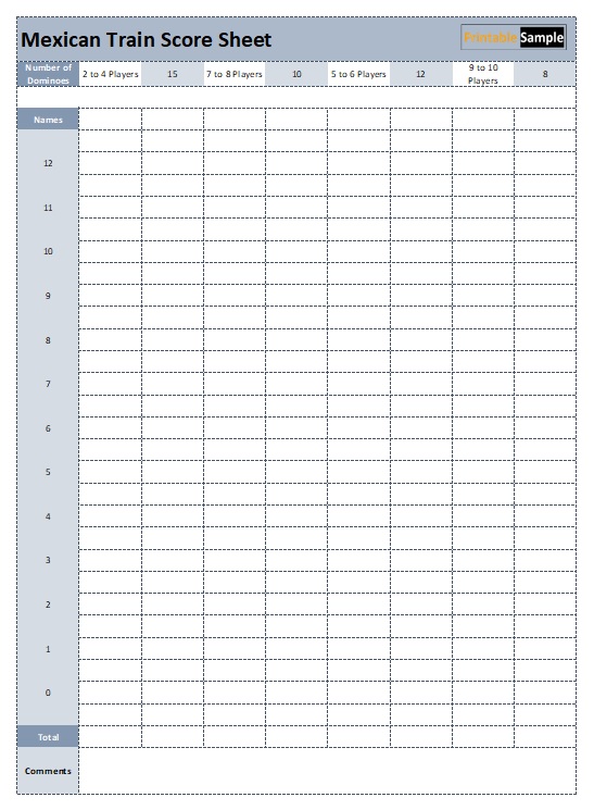 06 Free Sample Mexican Train Score Sheet Templates - Printable Samples
