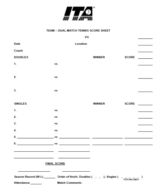 9 Free Sample Tennis Score Sheet Templates & Samples - Printable Samples