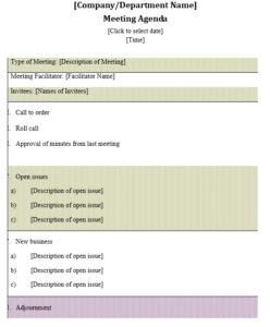 Formal Meeting Agenda Templates - Editable & Printable