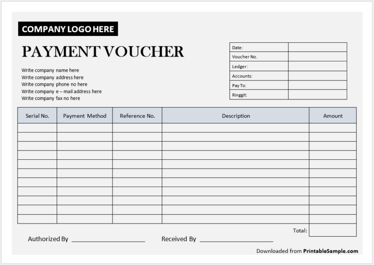 20 Free Sample Payment Voucher Templates - Printable Samples