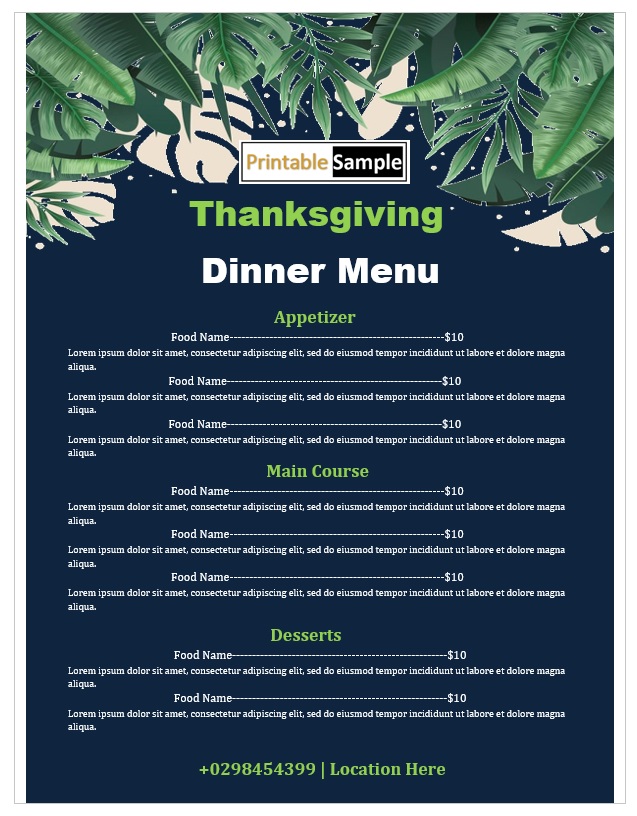 17 Free Sample Thanksgiving Menu Templates - [Updated May 2022 ...