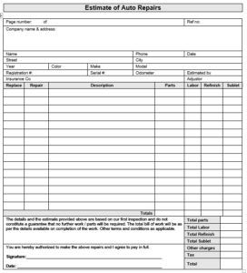 9 Free Sample Auto Repair Quotation Templates - Printable Samples