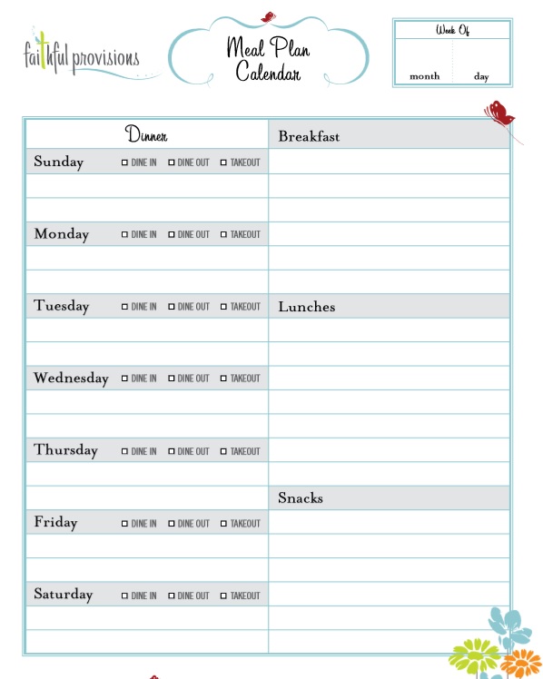 10 Free Sample Menu Planner Templates - Printable Samples