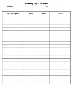 Conference Sign In Sheet Templates - Printable Samples