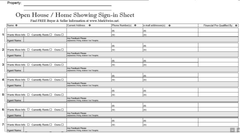 16 Free Sample Open House Sign-In Sheet Templates - Printable Samples
