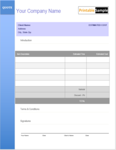 18 Free Sample Cleaning Quotation Templates - Printable Samples
