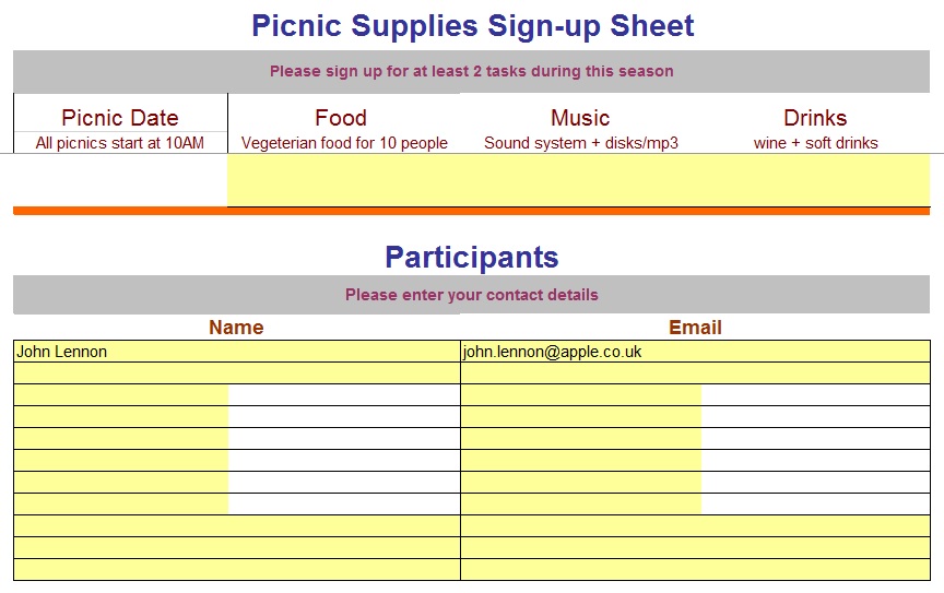 9 Free Sample Volunteer Sign-up Sheet Templates - Printable Samples
