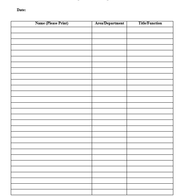 10 Free Sample Army Training Sign In Sheet Templates - Printable Samples