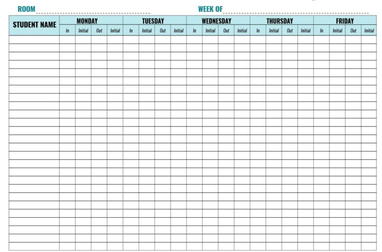 15 Free Childcare Sign-In Sheet Templates - Printable Samples