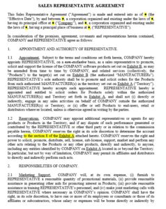 Sales Representative Agreement Examples & Templates - Printable Samples