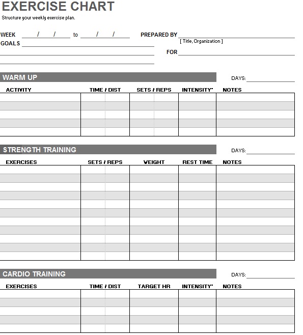 8 Free Sample Exercise Schedule Templates - Printable Samples