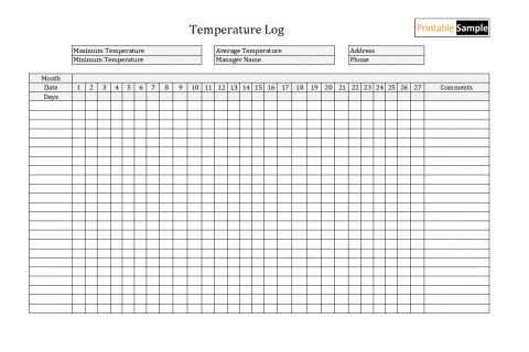 Temperature Log Sheets & Templates