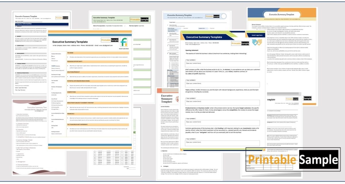 8 Free Sample Executive Summary Templates for Annual Sales - Printable ...