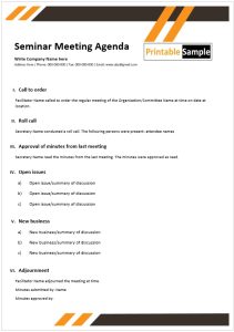 Free Seminar Agenda Templates - MS Word {DOCX}