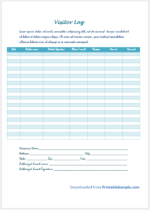 Visitor Log Sheets & Templates - Printable Samples