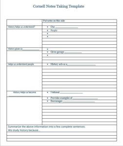 8 Free Cornell Notes Templates - MS Word, MS Excel and PDF