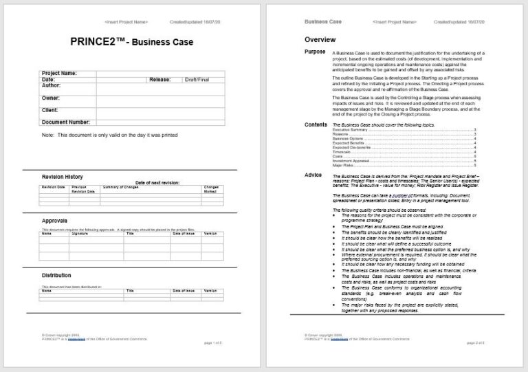 Editable Business Case Templates - Printable Samples