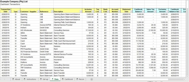 Bank Reconciliation Sheets & Templates - Printable Samples