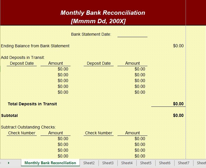 20+ Free Bank Reconciliation Sheet Templates - Printable Samples