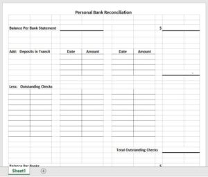 Bank Reconciliation Sheets & Templates - Printable Samples
