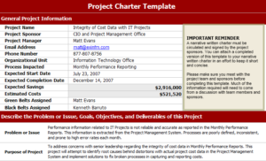 Editable Project Charter Sheets & Templates - Printable Samples