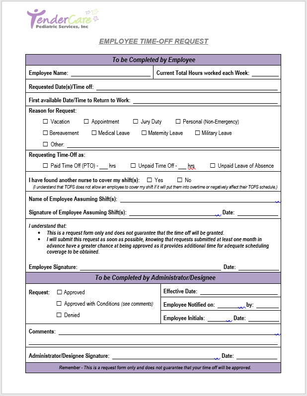 30 Free Employee Time Off Request Forms - Printable Samples
