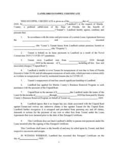 21 Free Estoppel Certificate Forms - Printable Samples