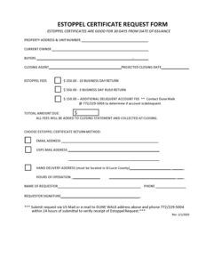 21 Free Estoppel Certificate Forms - Printable Samples