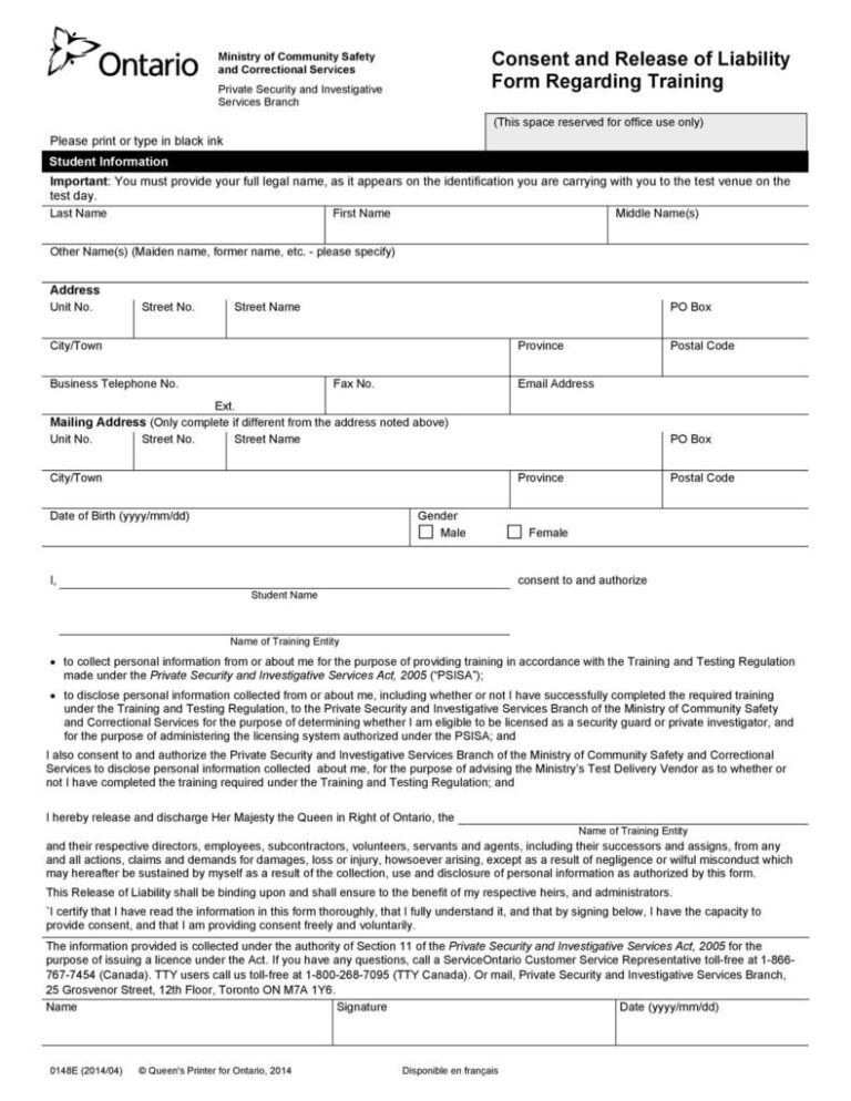 36 Free Release of Liability Forms - Printable Samples