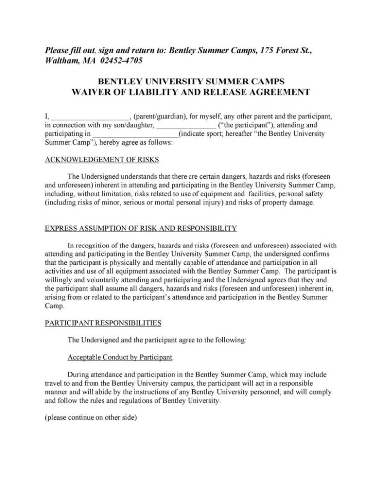 36 Free Release of Liability Forms - Printable Samples