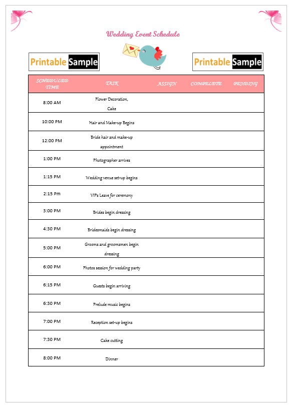 09 Free Event Schedule Templates - Printable Samples