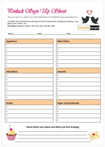 Potluck Sign Up Sheets - 10 Free Samples & Templates